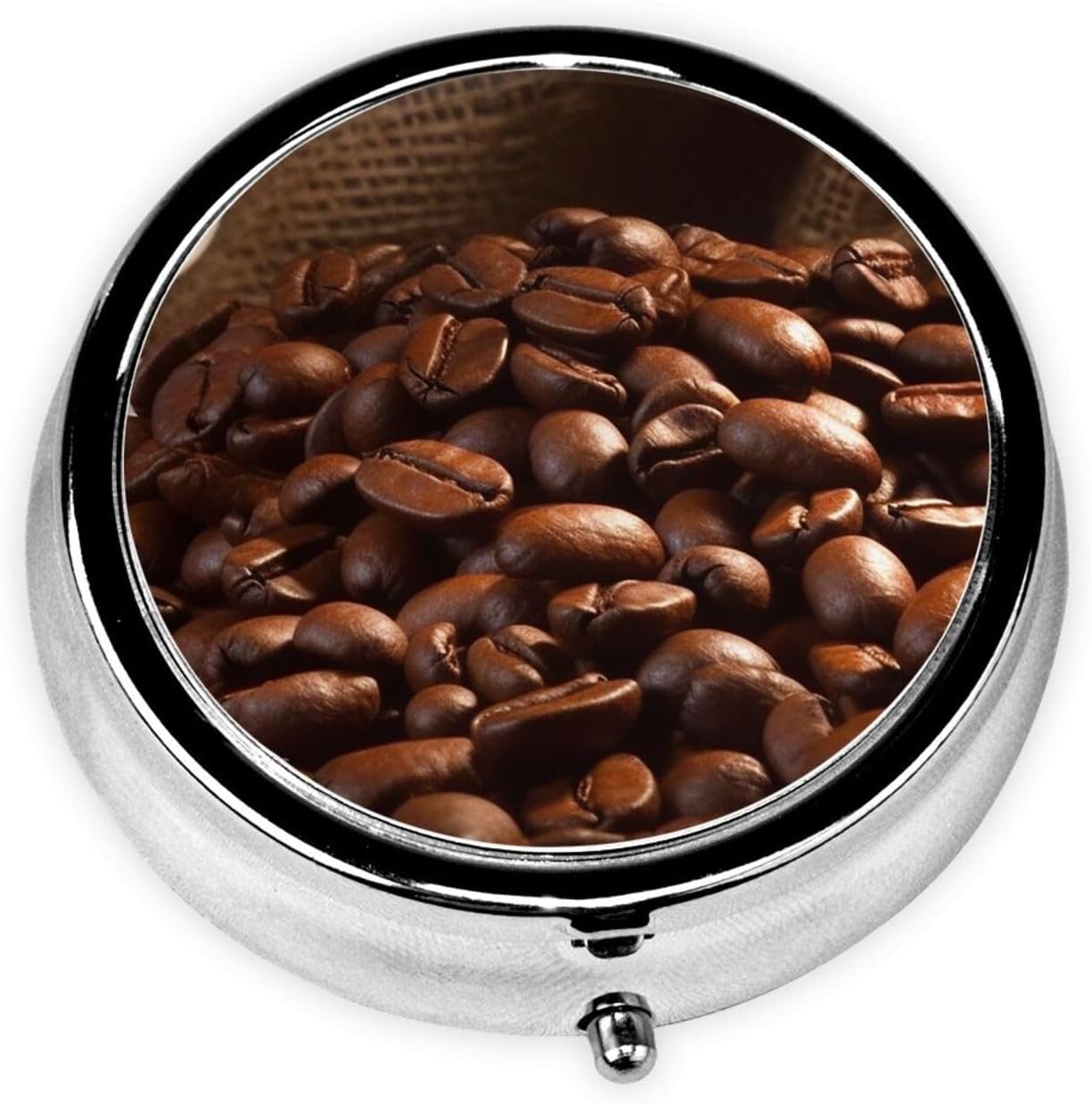 Amazon.com: Round Pill Box Coffee Beans Cute Small Pill Case 3 ...