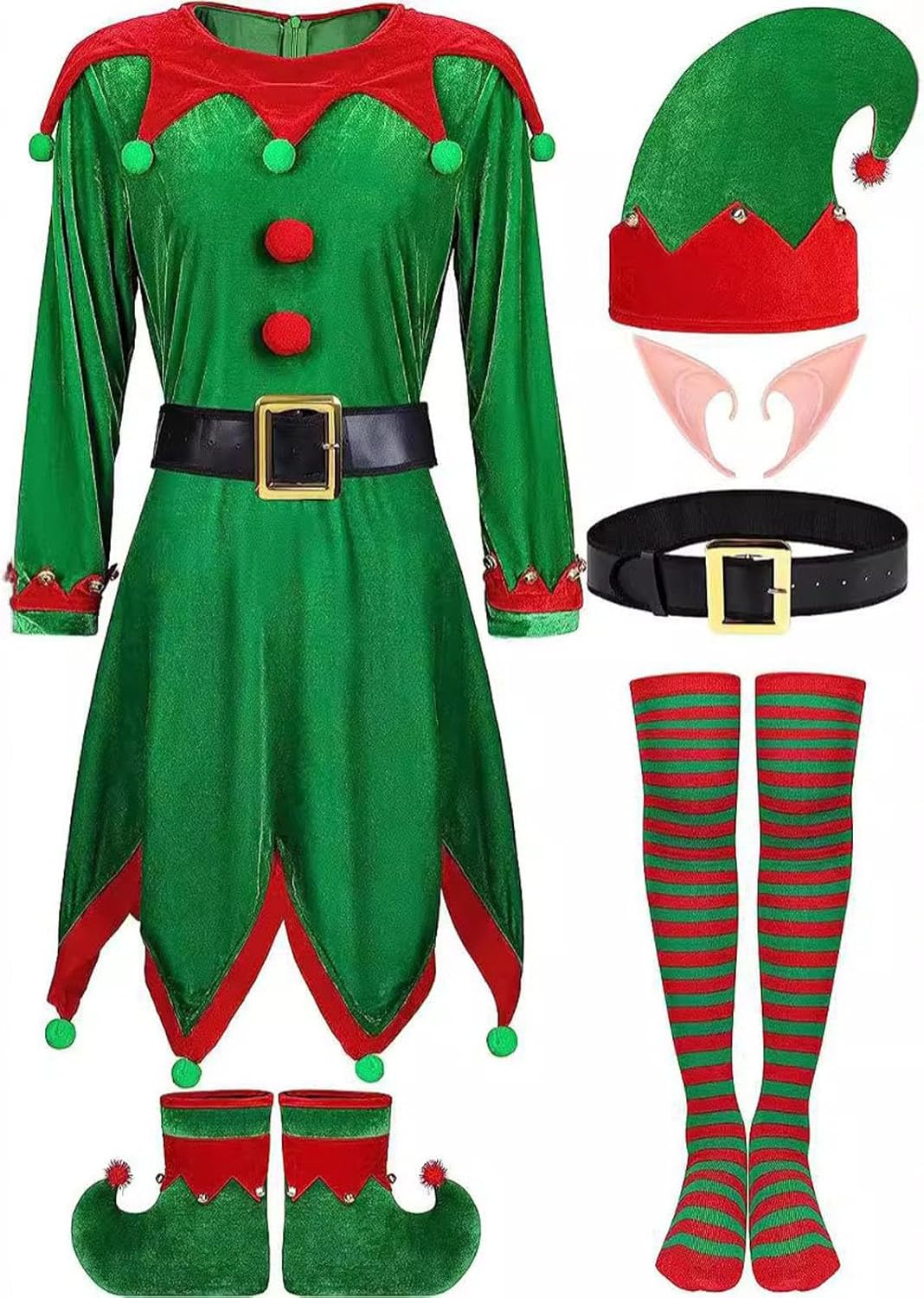 Amazon.com: 6 Pack Christmas Elf Costume for Women - Adult Holiday ...