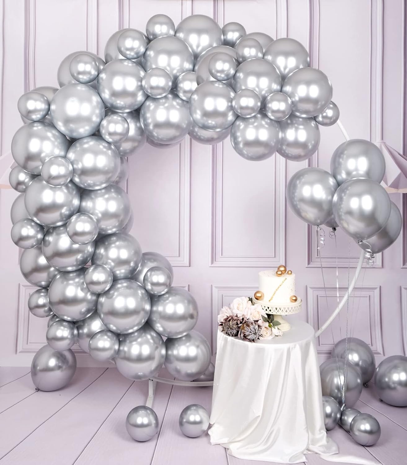 Amazon.com: SUWEN Silver Metallic Balloons Kit 67PCS 10 Inch 5 Inch ...