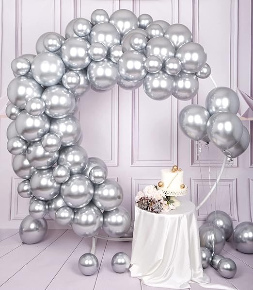Amazon.com: SUWEN Silver Metallic Balloons Kit 67PCS 10 Inch 5 Inch ...