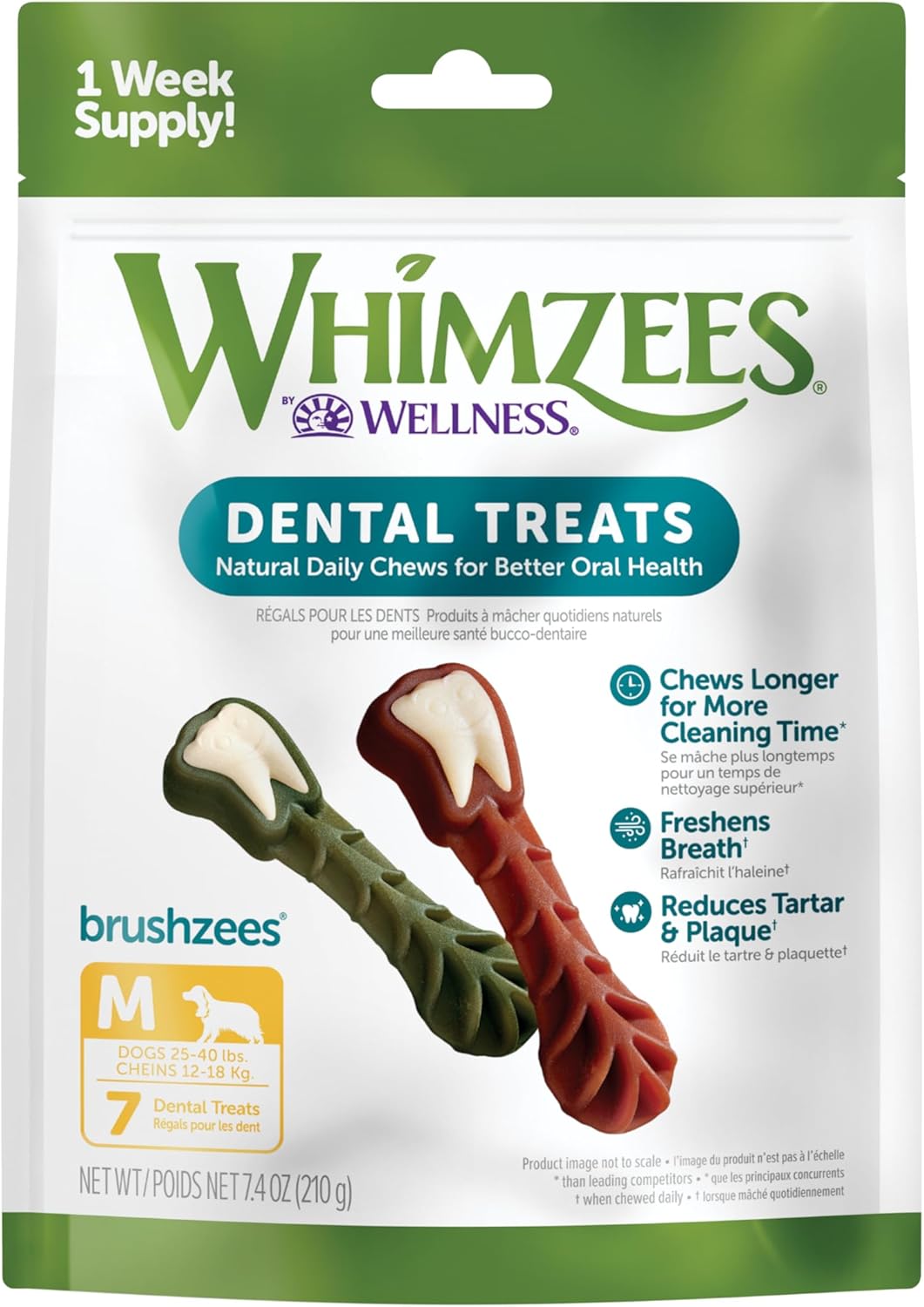Whimzees Natural Grain Free Long Lasting Dental Dog Treats, Daily Use ...
