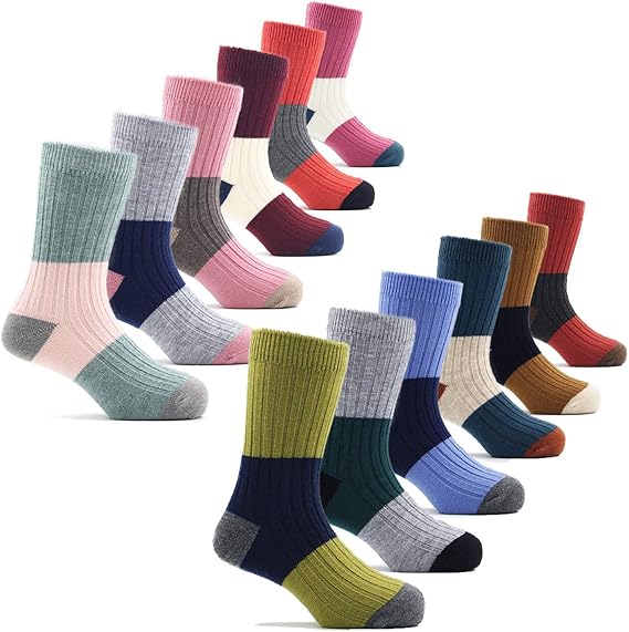Amazon.com: Girls Wool Socks Kids Crew Seamless Winter Warm Thermal ...