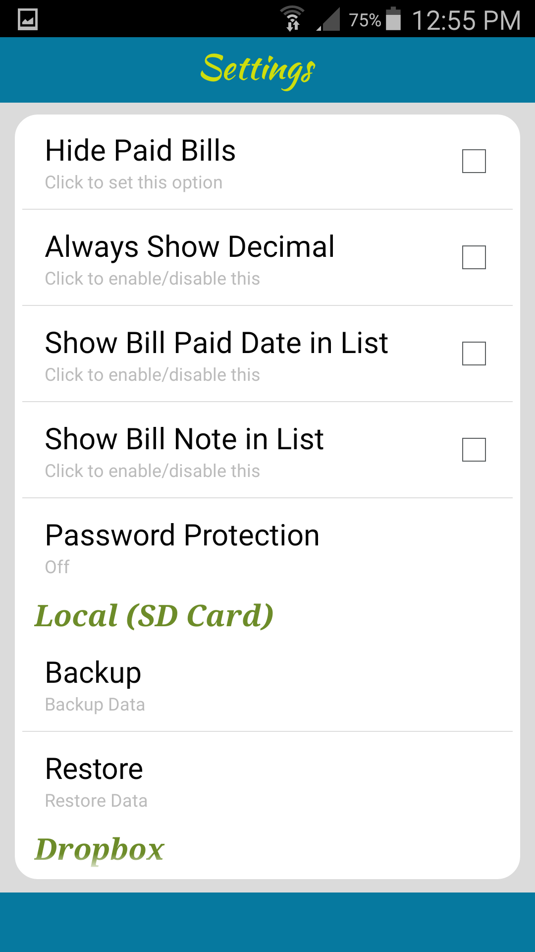 Bills Organizer Free - App on Amazon Appstore