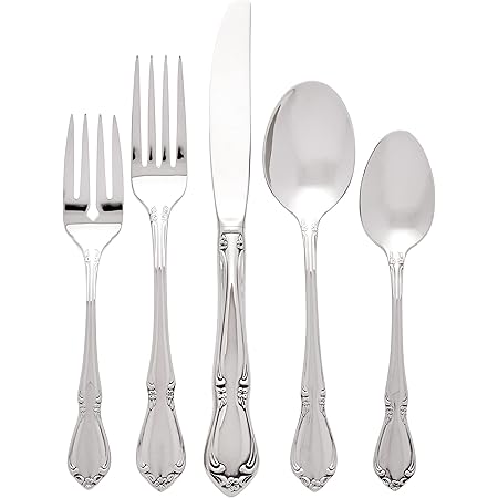 Amazon.com: Oneida True Rose 45 Piece Everyday Flatware, Service for 8 ...