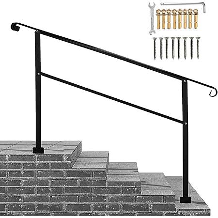 CHR 5 Steps Outdoor Handrails for Outdoor Steps, Black Wrought Iron ...