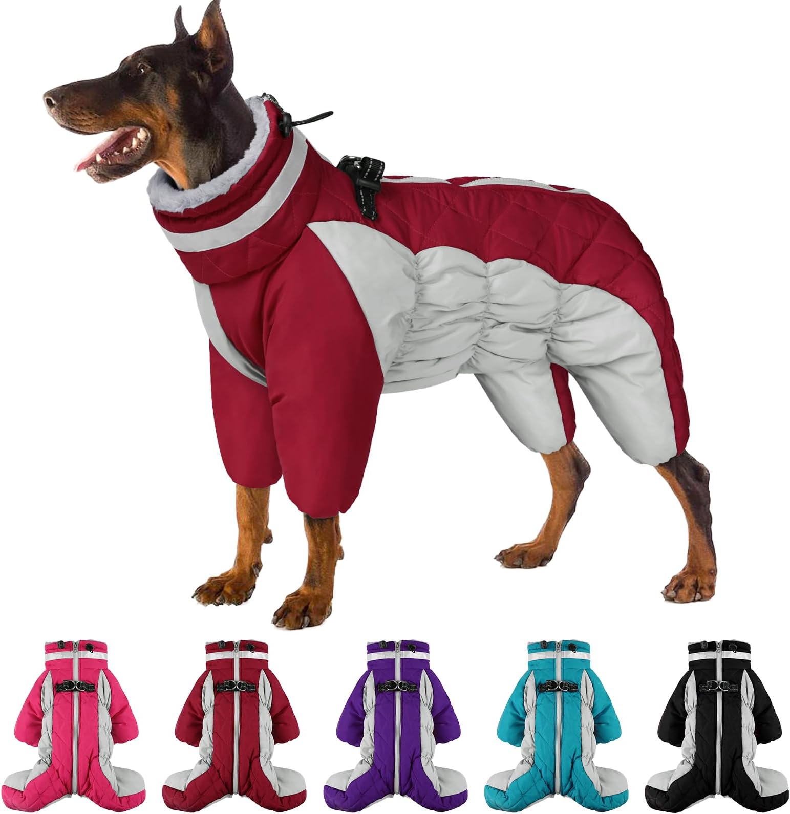 SUNFURA Four Legged Dog Coat Warm Fleece Dog Jacket, Reflective ...