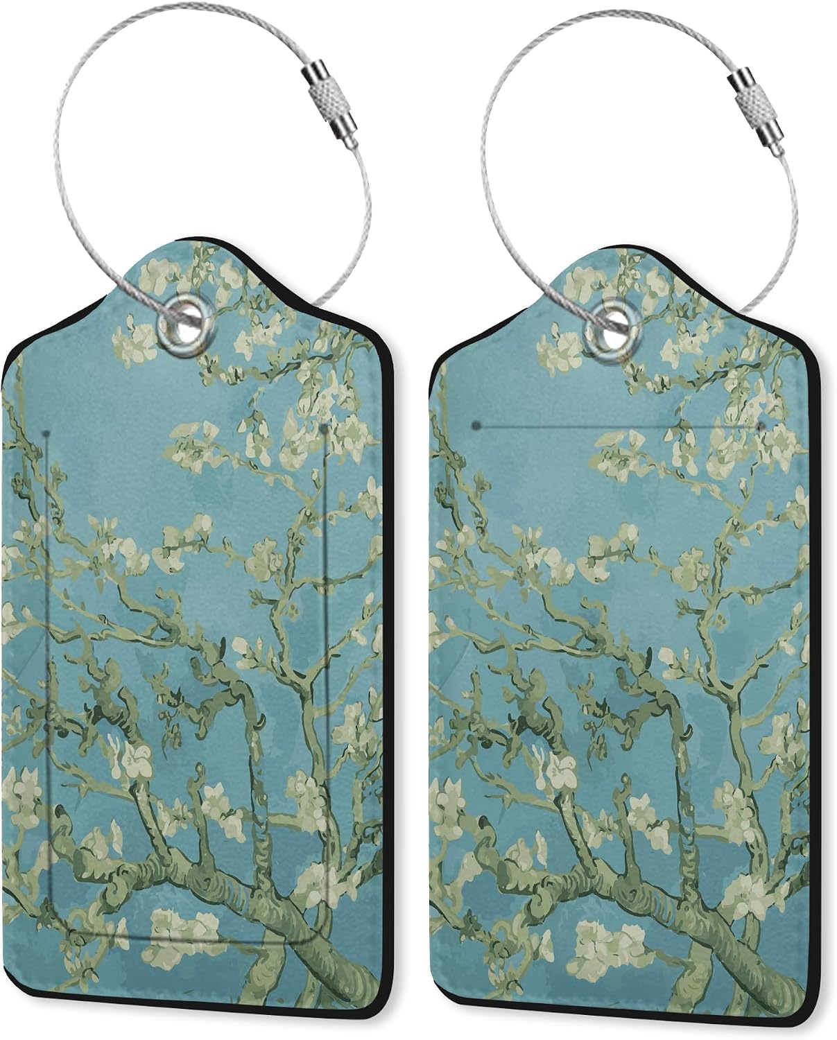 Amazon.com: 2 Pack Leather Luggage Tag for Suitcase Almond Blossom ...