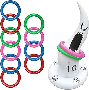 Amazon.co.jp: LEISURE CLUB Halloween Game Toy Ring Toss Set, Balloon ...