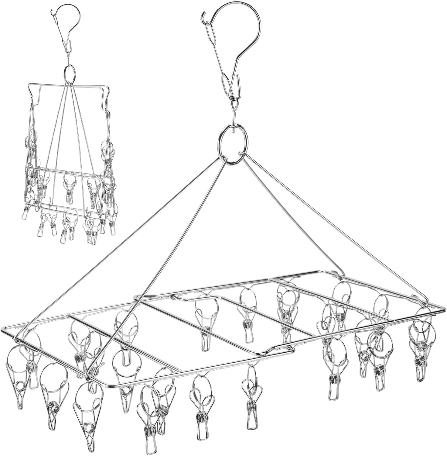 Amazon.com: WudTus 24 Clips Sock Dryer Folding Stainless Steel Space ...