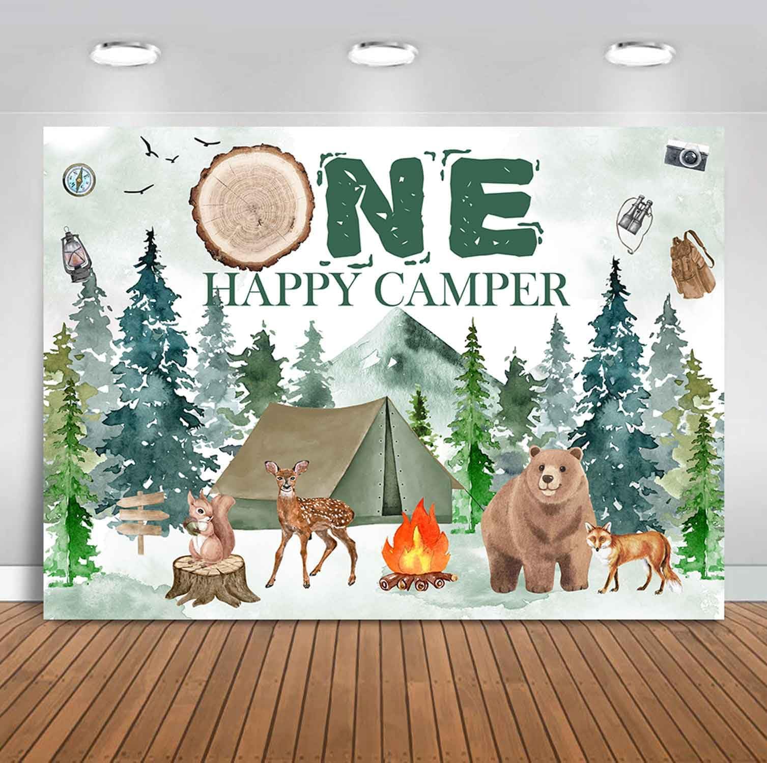 Amazon.com : ANSHUHAI One Happy Camper Backdrop One Happy Camper ...