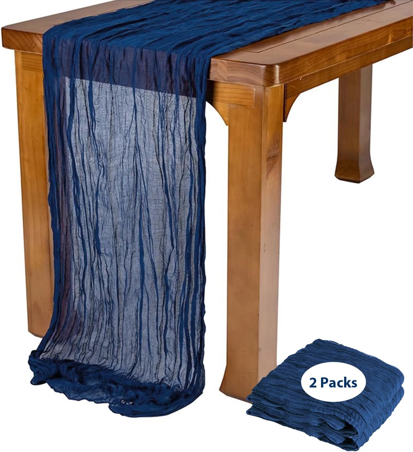 Amazon.com: BEELIFY 2 Pack 10 Ft Cheesecloth Table Runner Navy Blue ...