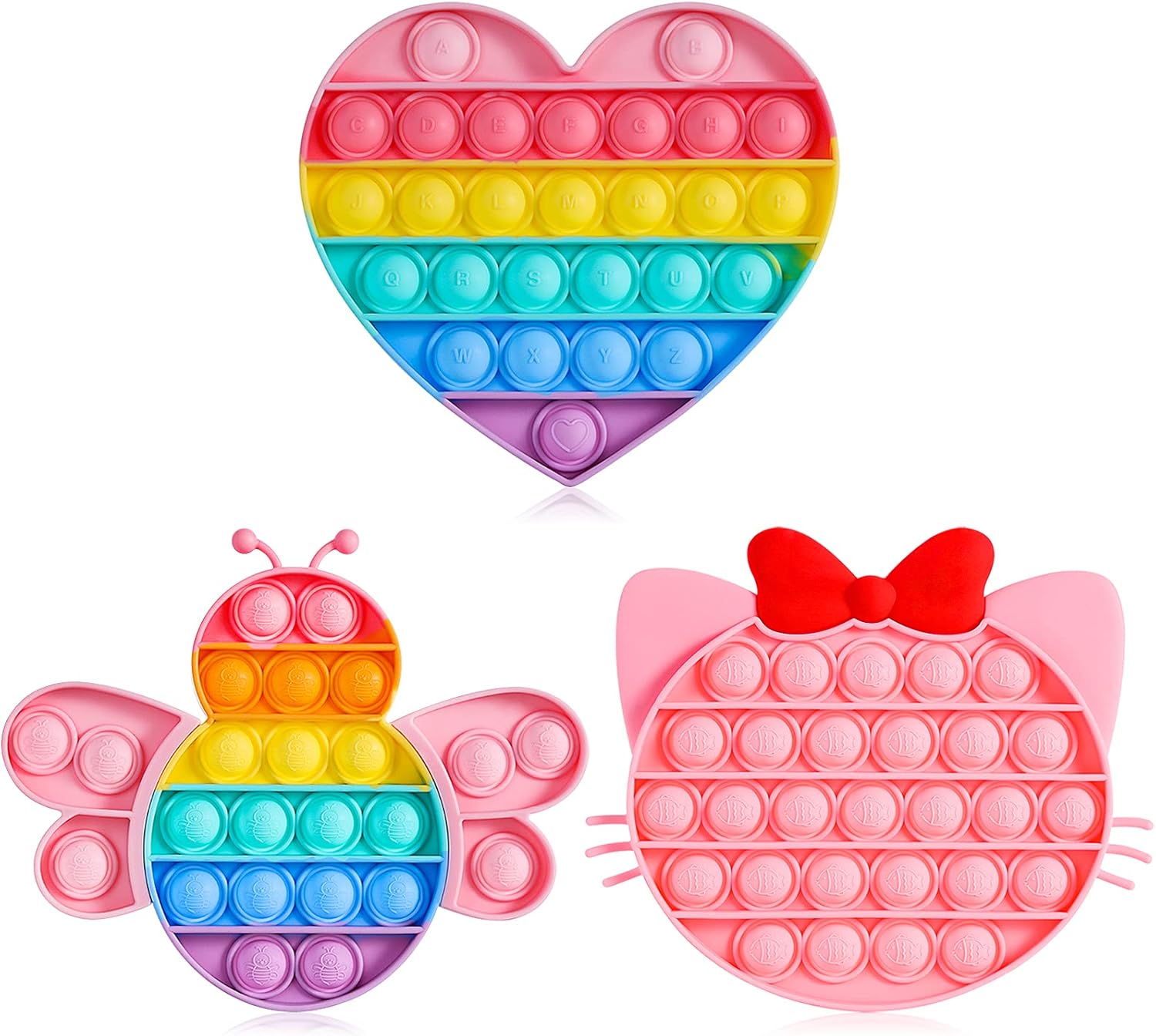 Amazon.com: 3 Pack Pop Figet Toys, Cute Pop Bubbles Popping Toy, Cheap ...