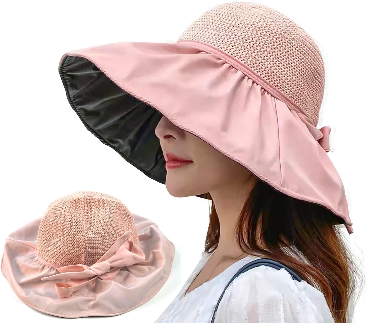 MCSWKEY Sombreros del Sol para Mujer Protección UV, UPF Plegable ...
