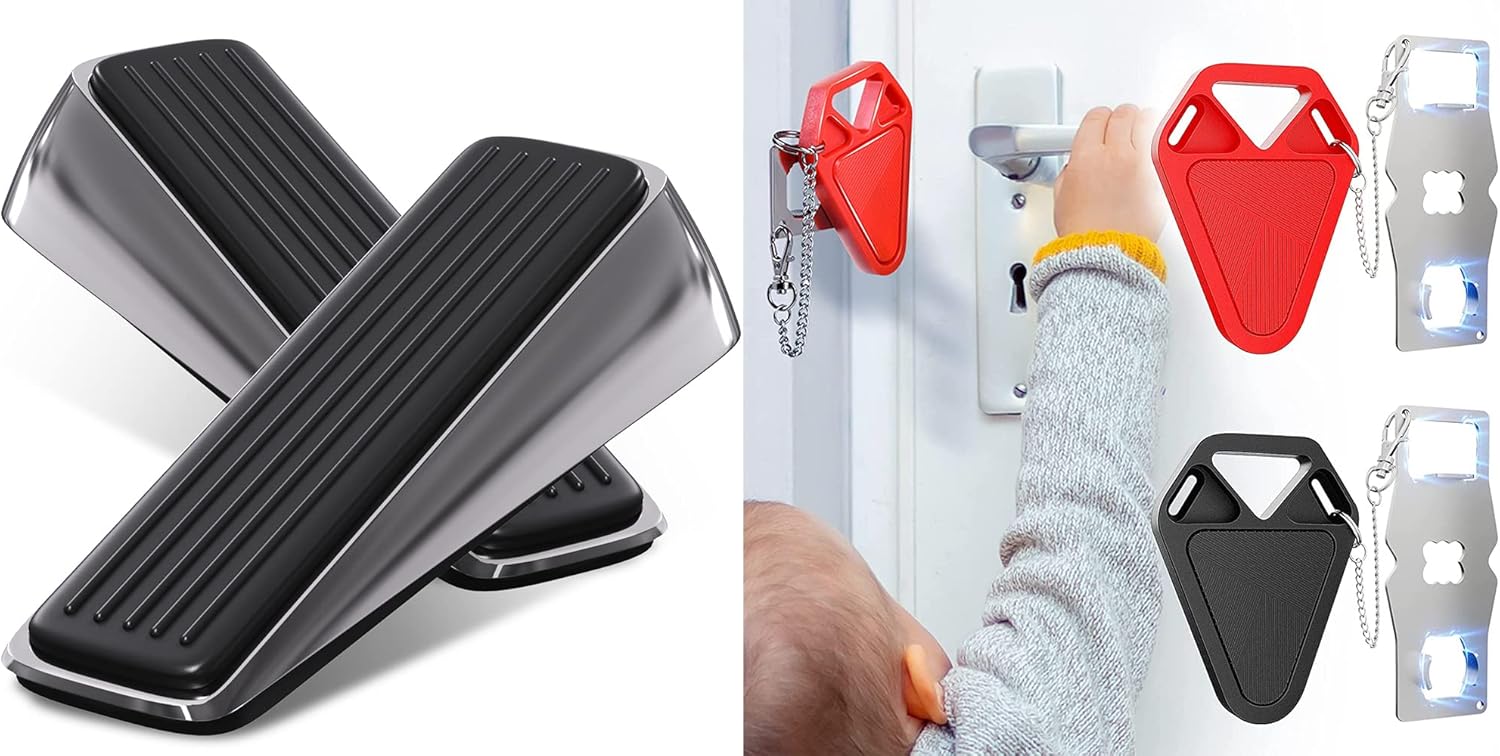 Amazon.com: 2 Pack Heavy Duty Door Stoppers and 2 Pack Portable Door ...