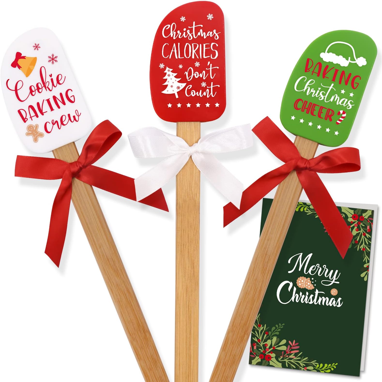 Amazon.com: Christmas Silicone Spatula, Set of 2, Large Santa & Snow ...