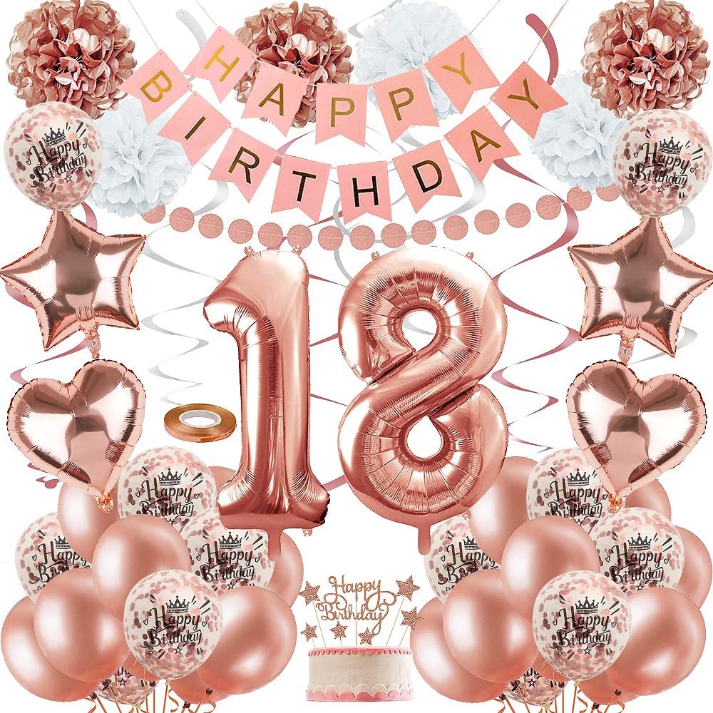 Buy 18st Birthday Party Decorations kits for Girls Women,Rose Gold 18 ...