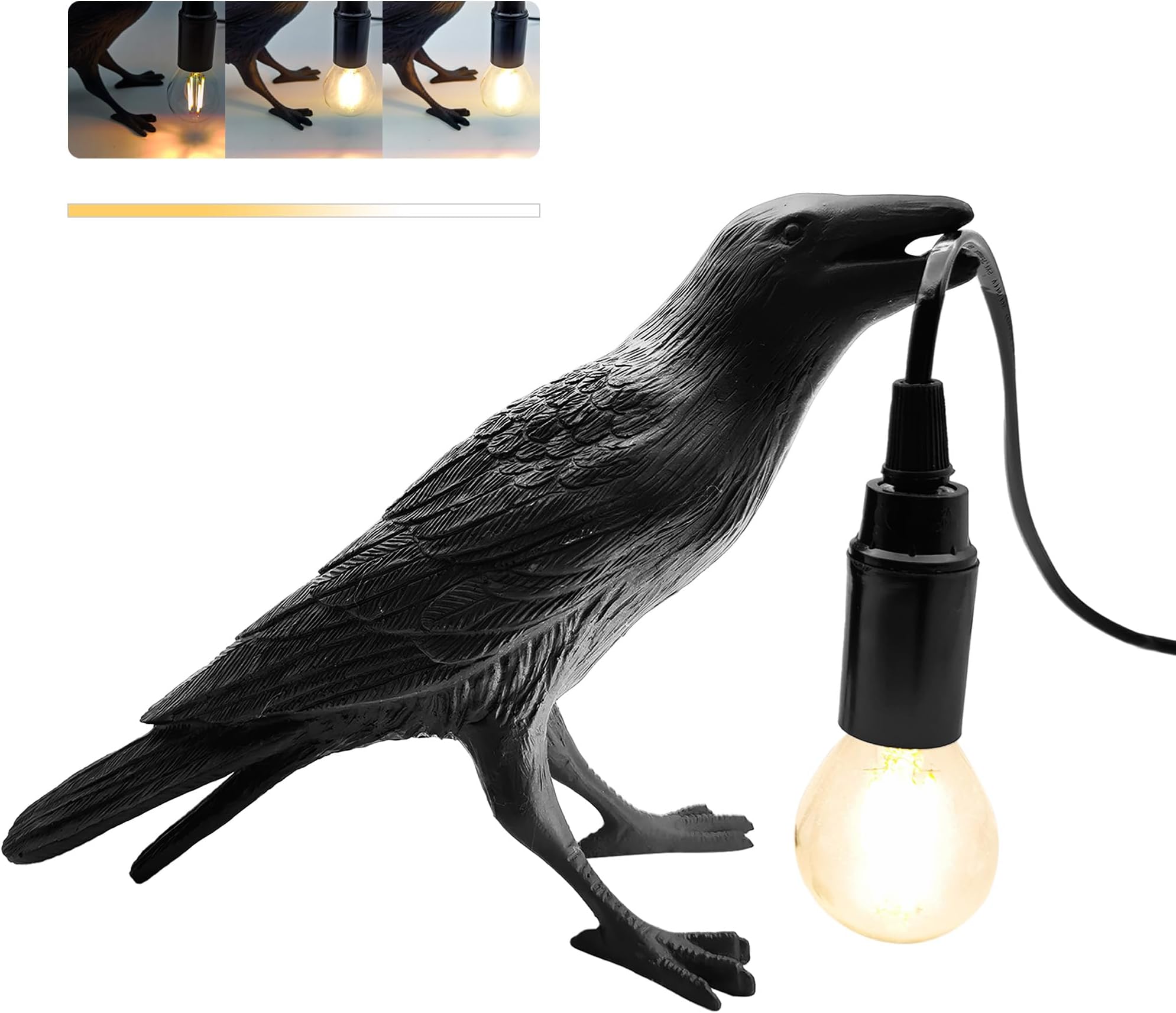 Royxen Raven Table Lamps Dimmable with Bulb, Vintage Resin Bird lamp ...