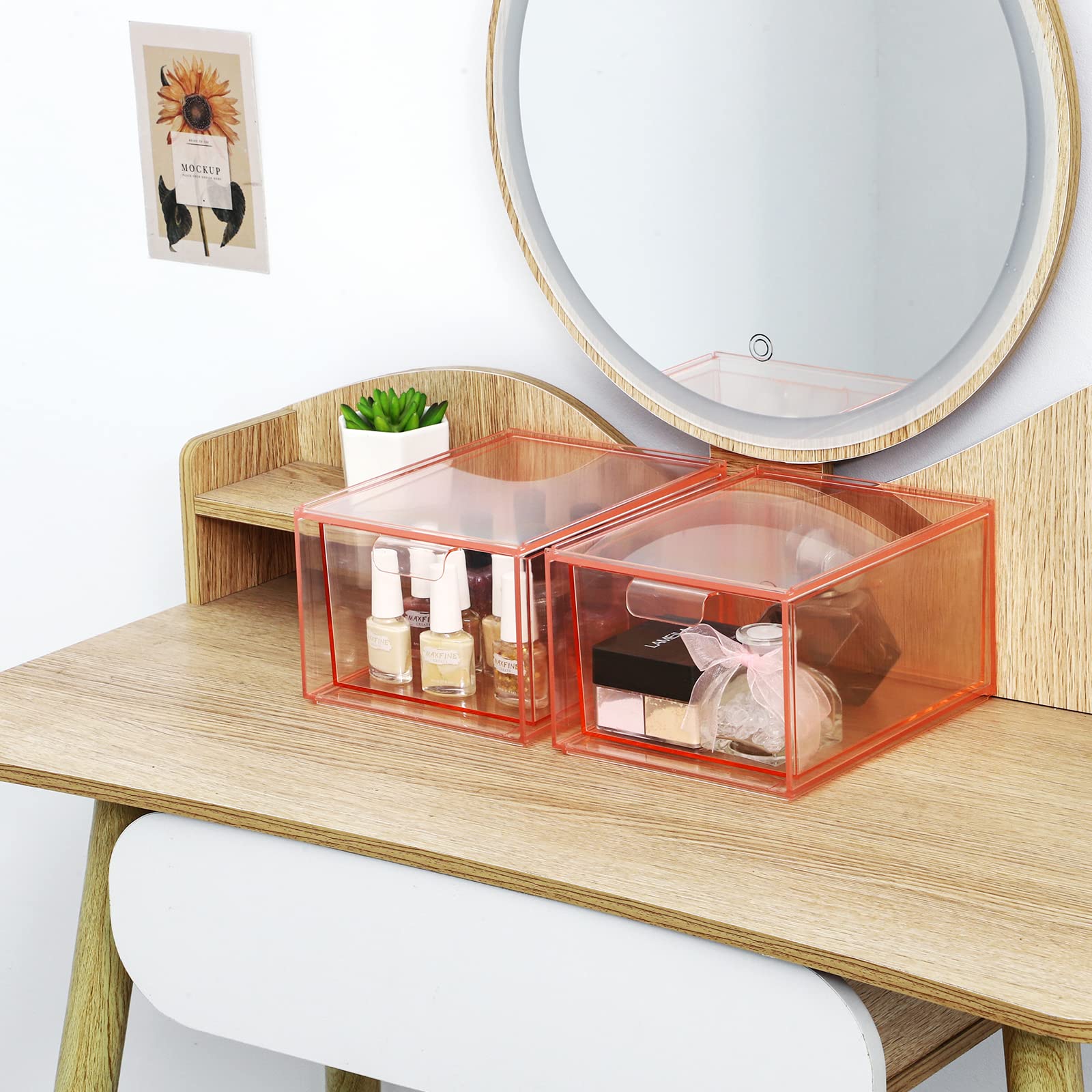 Snapklik.com : Yieach 2 Pack Stackable Storage Drawers,Acrylic Drawer ...