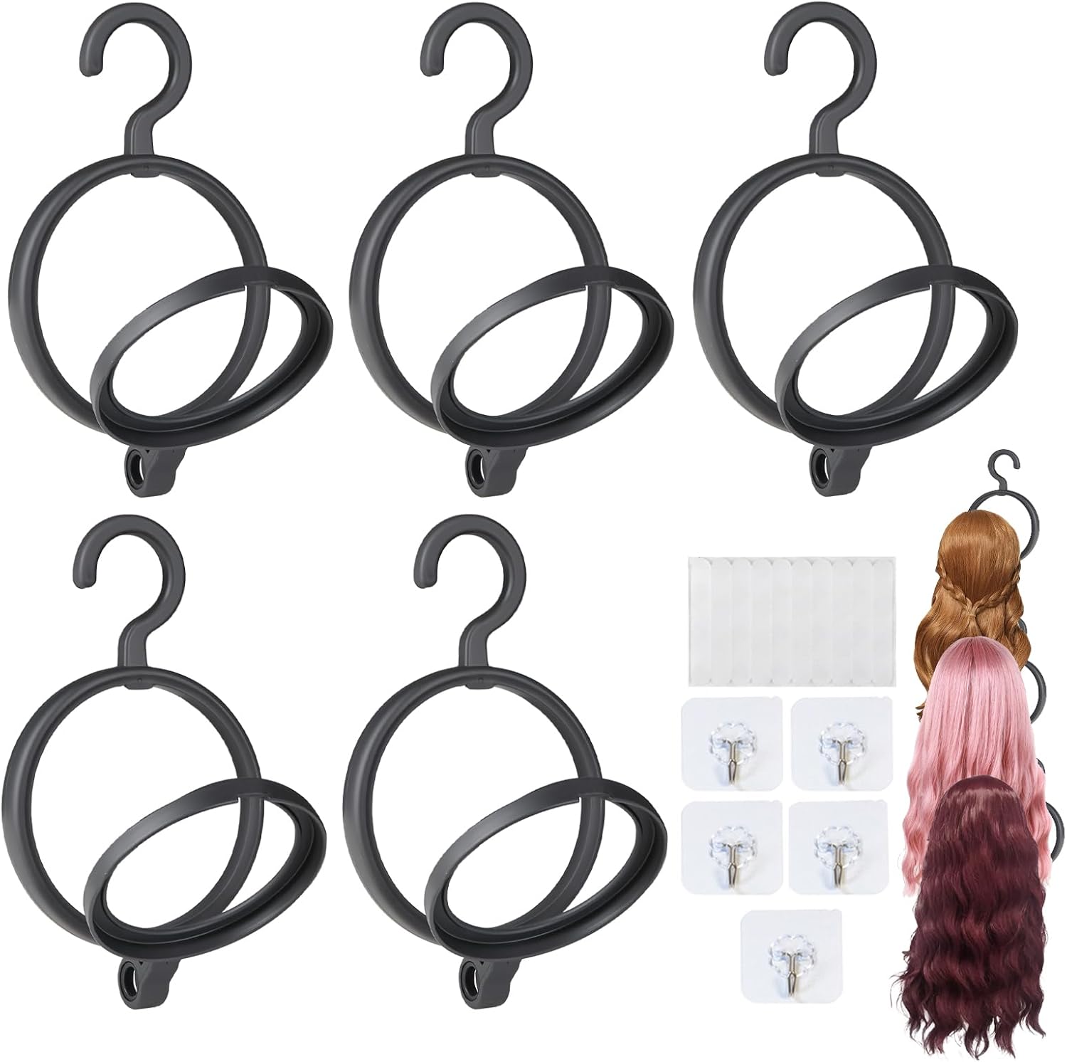 Amazon.com: Sxdahran Wig Stand Hanger, 5 Pack Foldable Wig Rack mit 10 ...