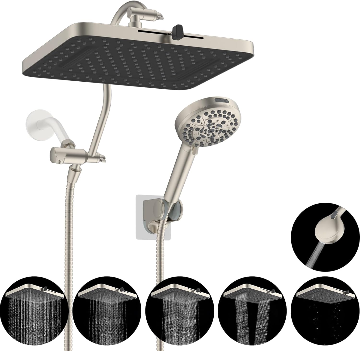 Hibbent cUPC Certified High Pressure 13'' Dual Shower Head Combo with ...