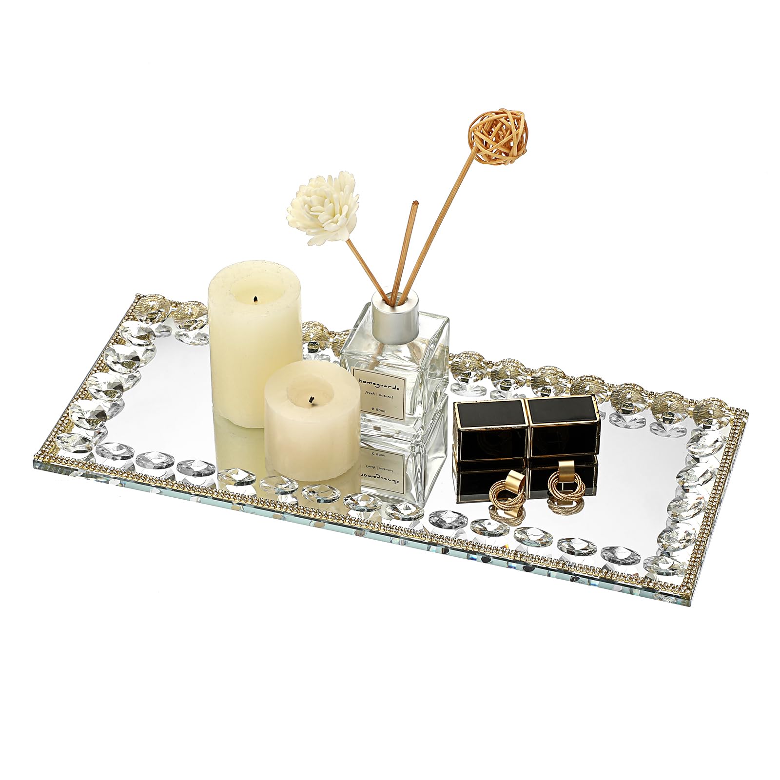 Amazon.com: Hipiwe Crystal Glass Vanity Tray - Rectangular Mirror ...