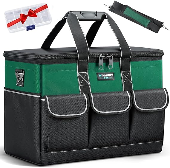 WINHUINT Large Tool Bag, 19-inch Wide Mouth Tool Organiser, 600 Denier ...