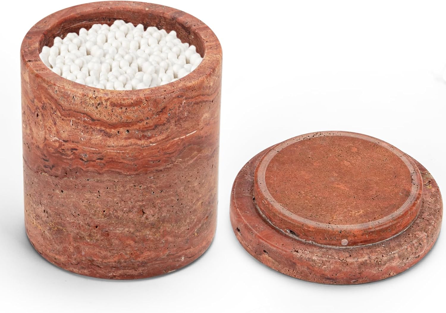 Amazon.com: N NANSHOP Natural Marble Canister, Cotton Swab Holder with Lid, High Capacity ...