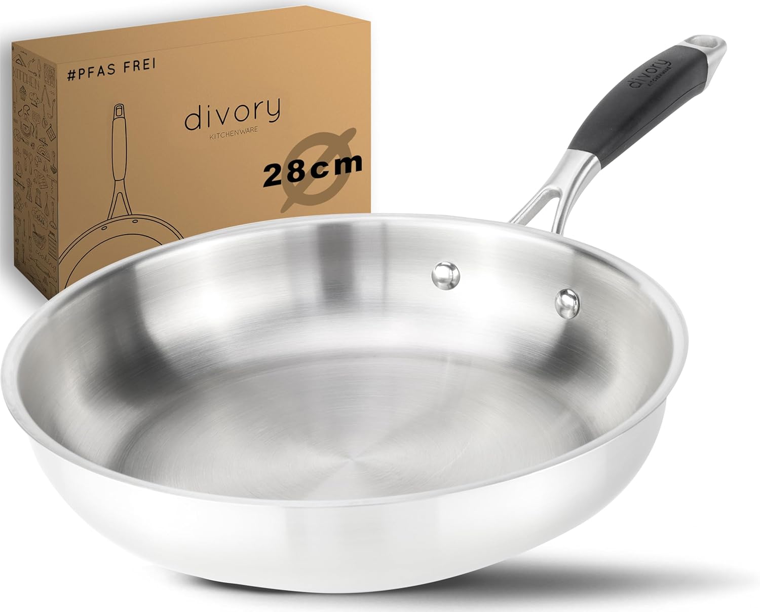 Amazon.de: DIVORY Edelstahlpfanne 28cm – Ohne PTFE & PFOA ...