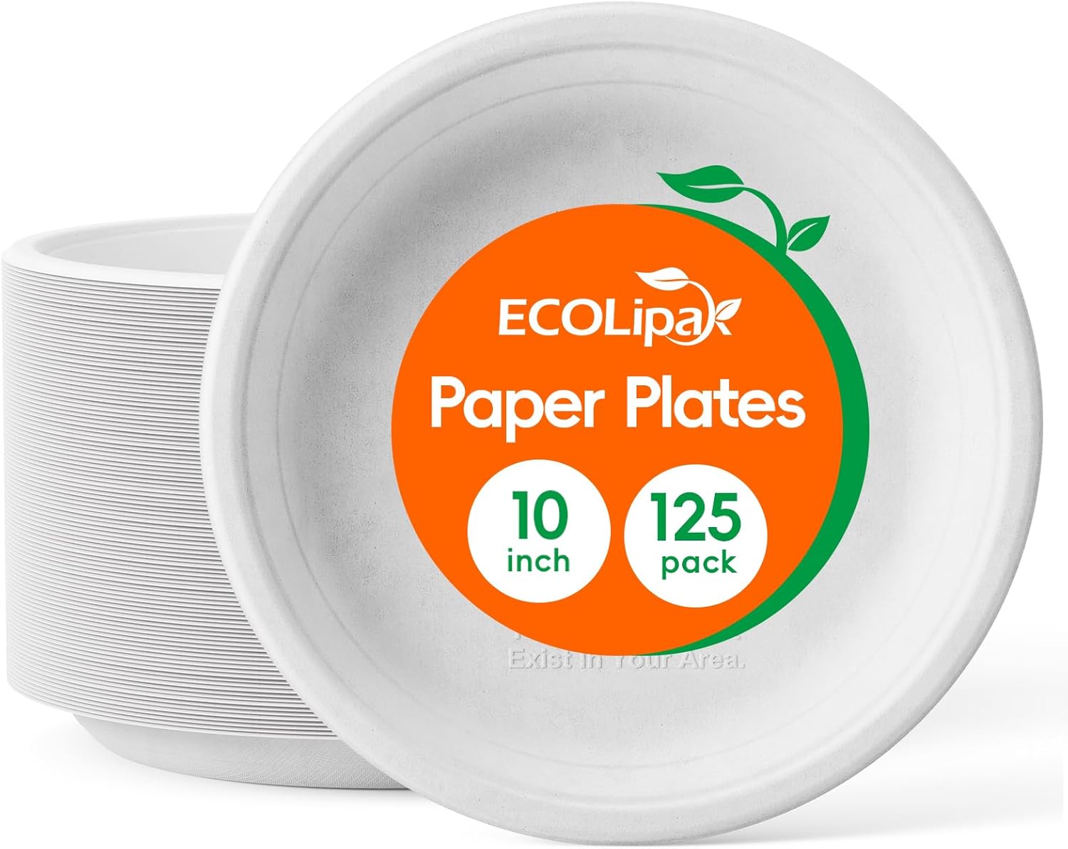 Amazon.com: ECOLipak 125 Pack Paper Plates 10 inch 100% Compostable ...