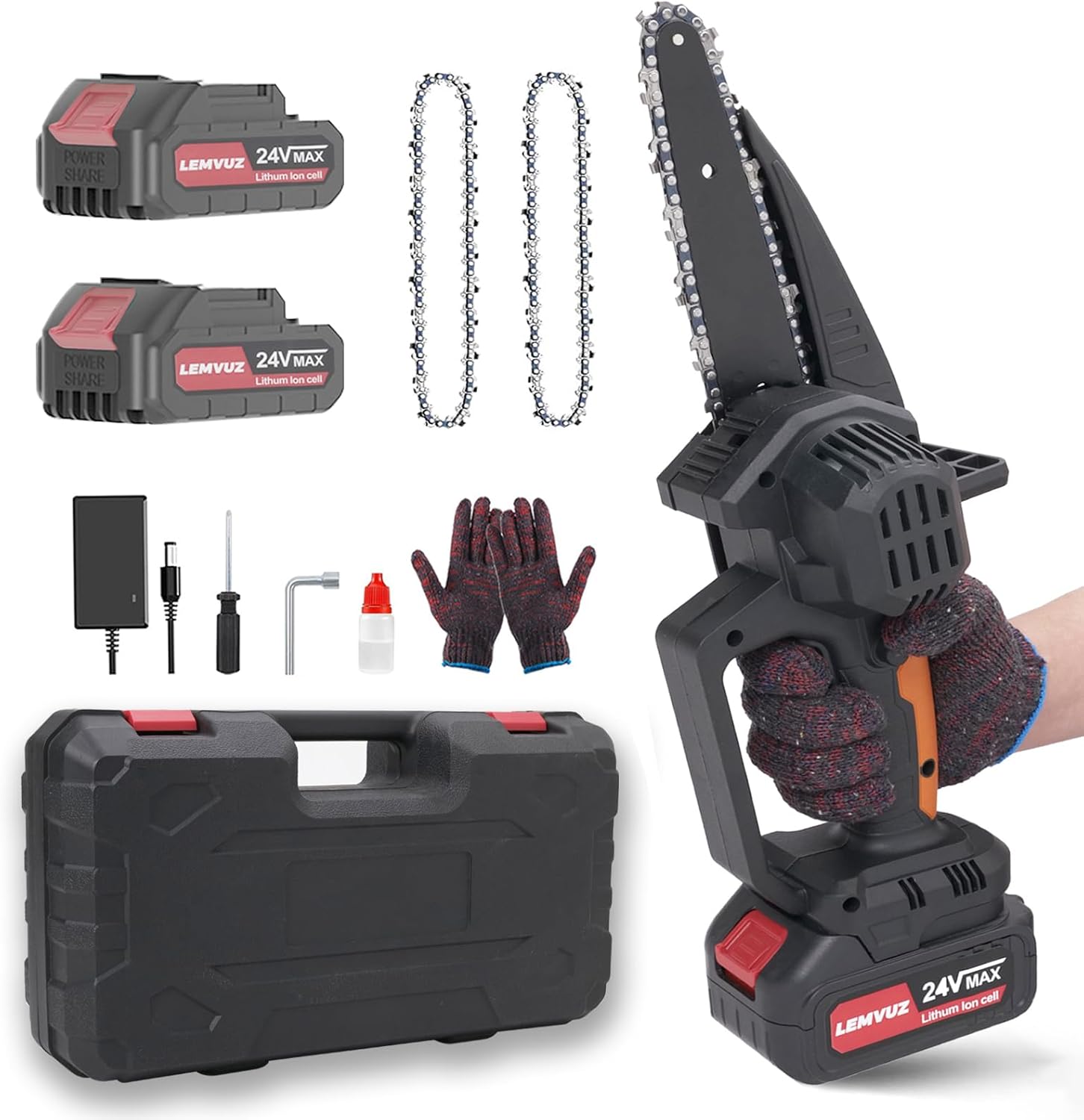 Amazon.com : Cordless Mini Chainsaw,Handheld Chainsaw Battery Powered,6 ...