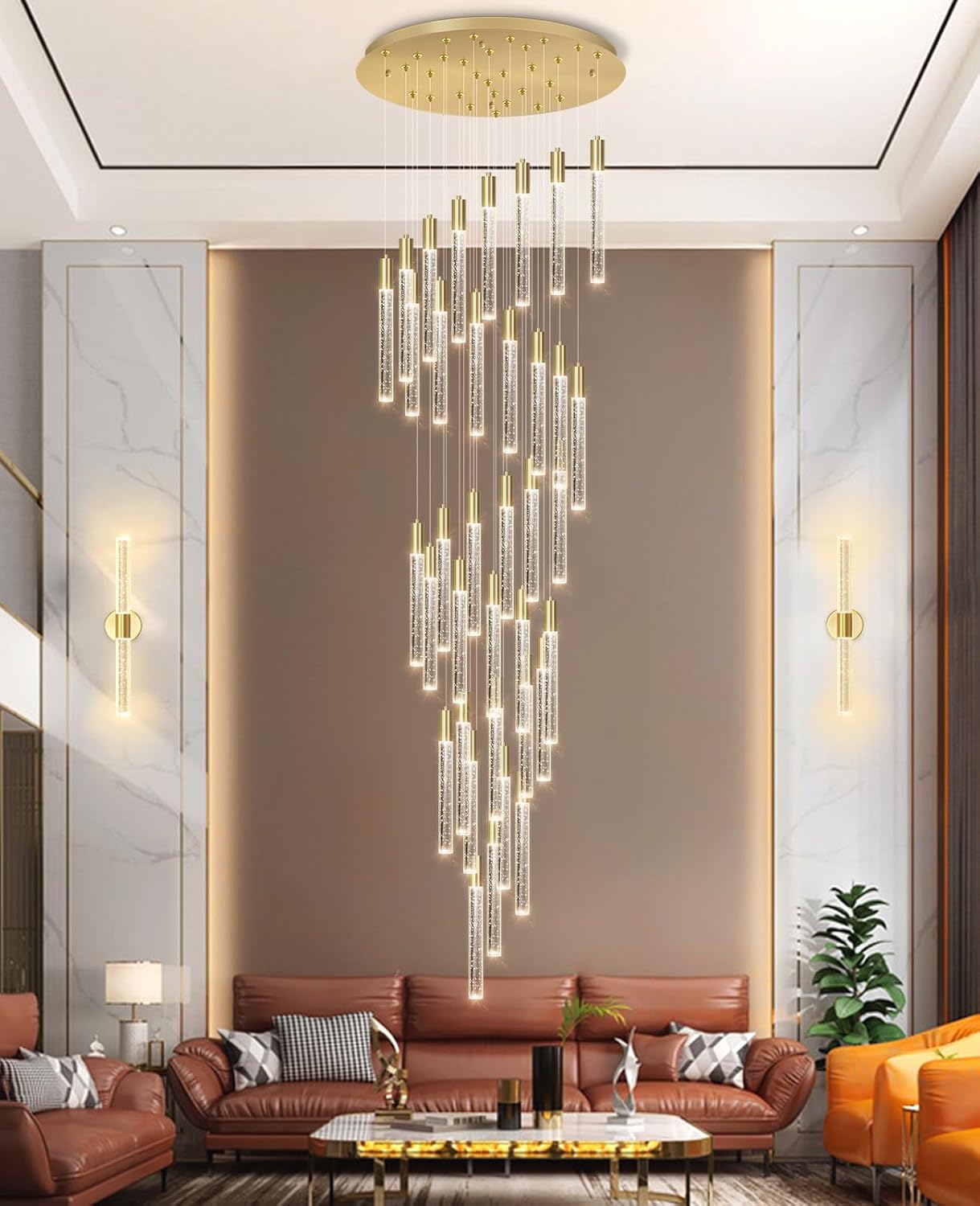 16.3 Foot Chandeliers for Living Room LED Lights Simple Modern Crystal ...