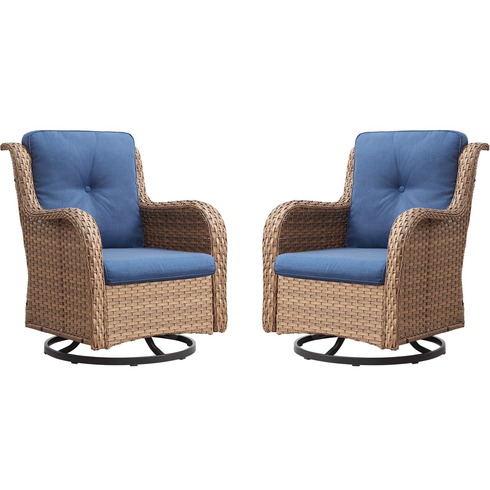 Amazon.com: Artfurniz Wicker Swivel Patio Chairs - 2 PCS Outdoor Swivel ...