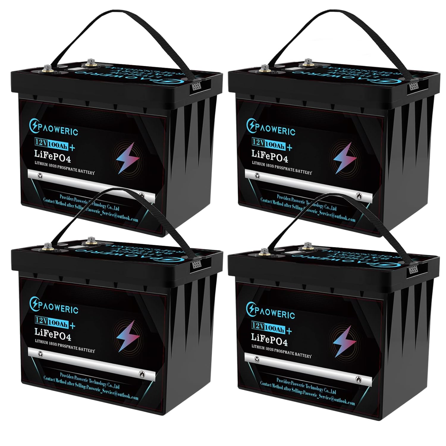 48V 100Ah LiFePO4 Lithium Battery (4 Pack 12V 100Ah Series) with 100A ...