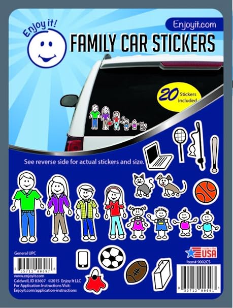 Amazon.com: Enjoy It Color Accents Family Car Stickers Stick Figure ...