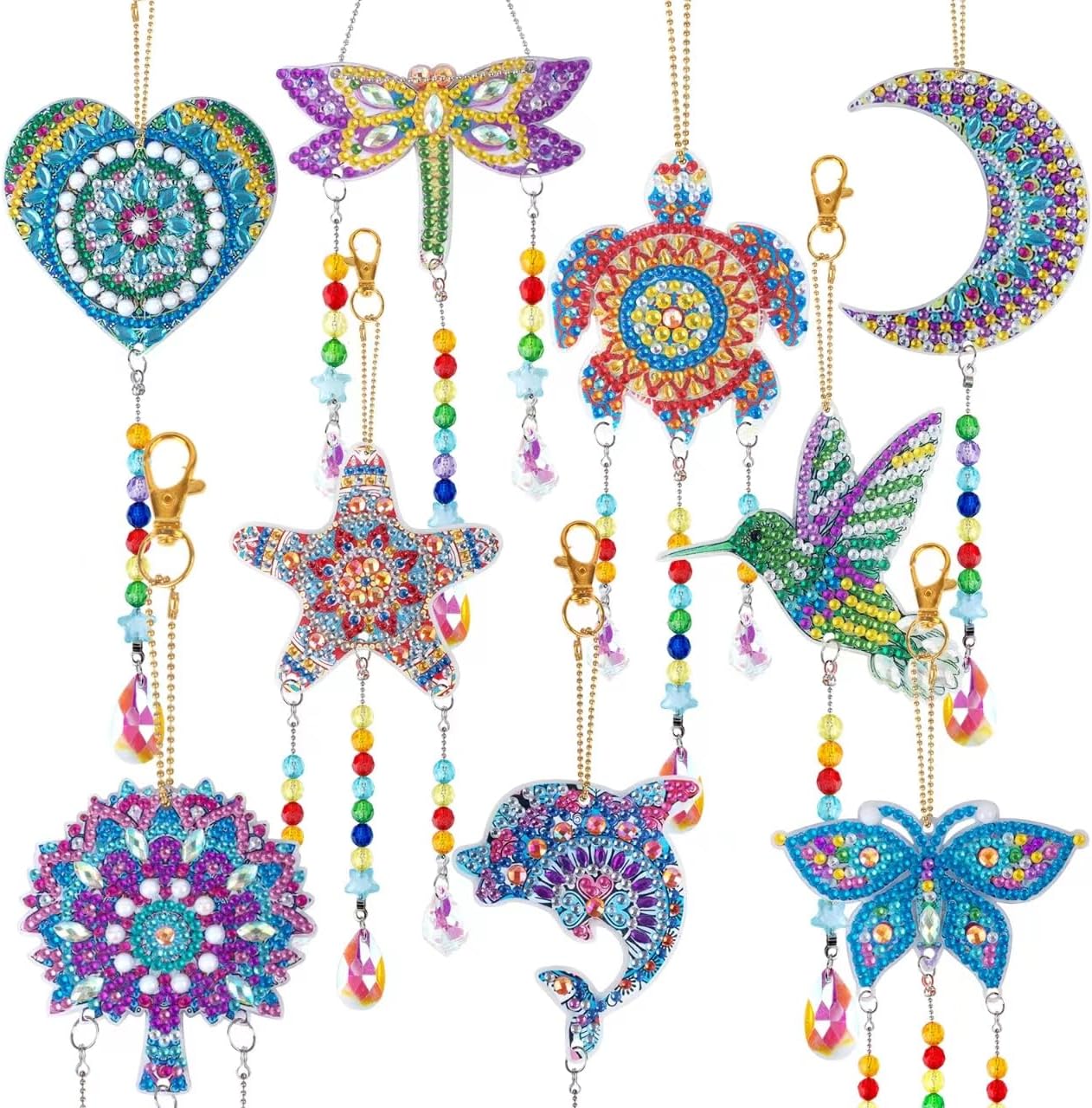 Simile 9 Pcs Diamonds Paintings Suncatcher,Double Sided Crystal Gem ...