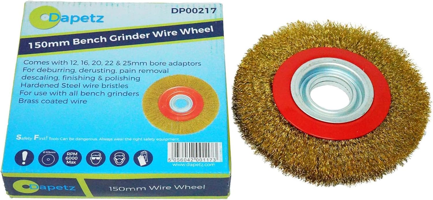 Dapetz ® 150mm (6") Bench Grinder Wire Wheel for Bench Grinder Brassed ...