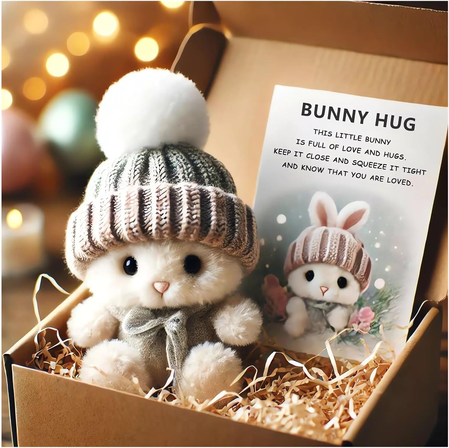 Amazon.com: Mini Bunny Hug Cute Easter Gift, Emotional Support Cute ...