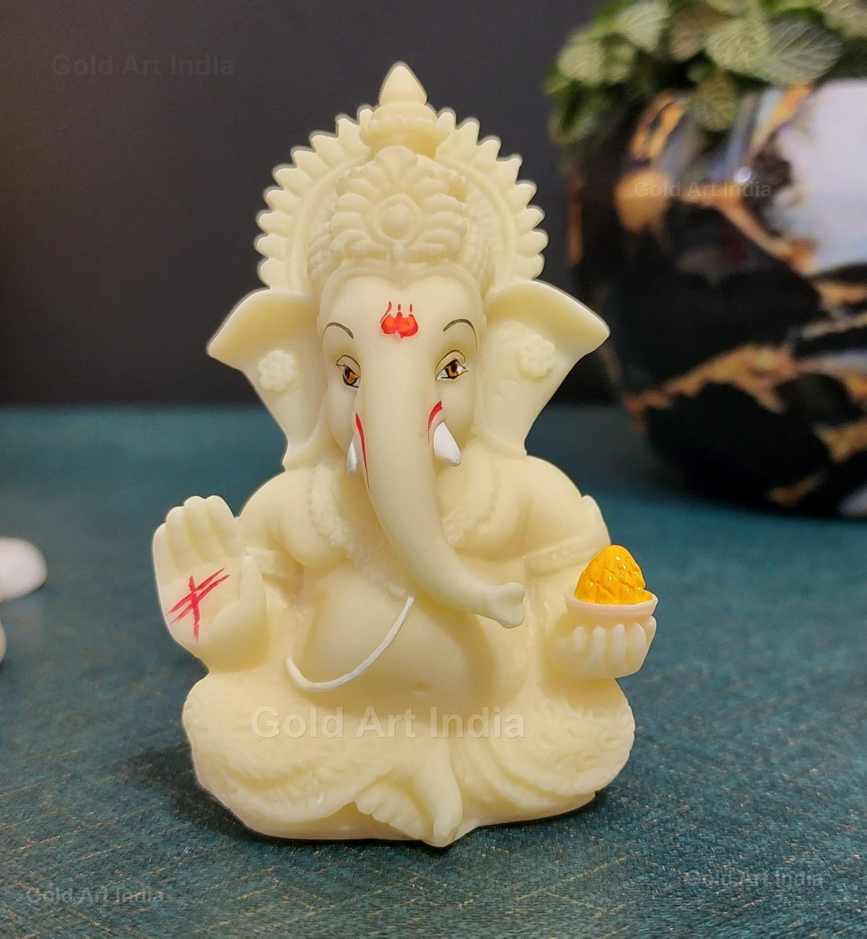 Amazon.com: Gold Art India Ganesha Idol Ganesh for Car Dashboard Statue ...