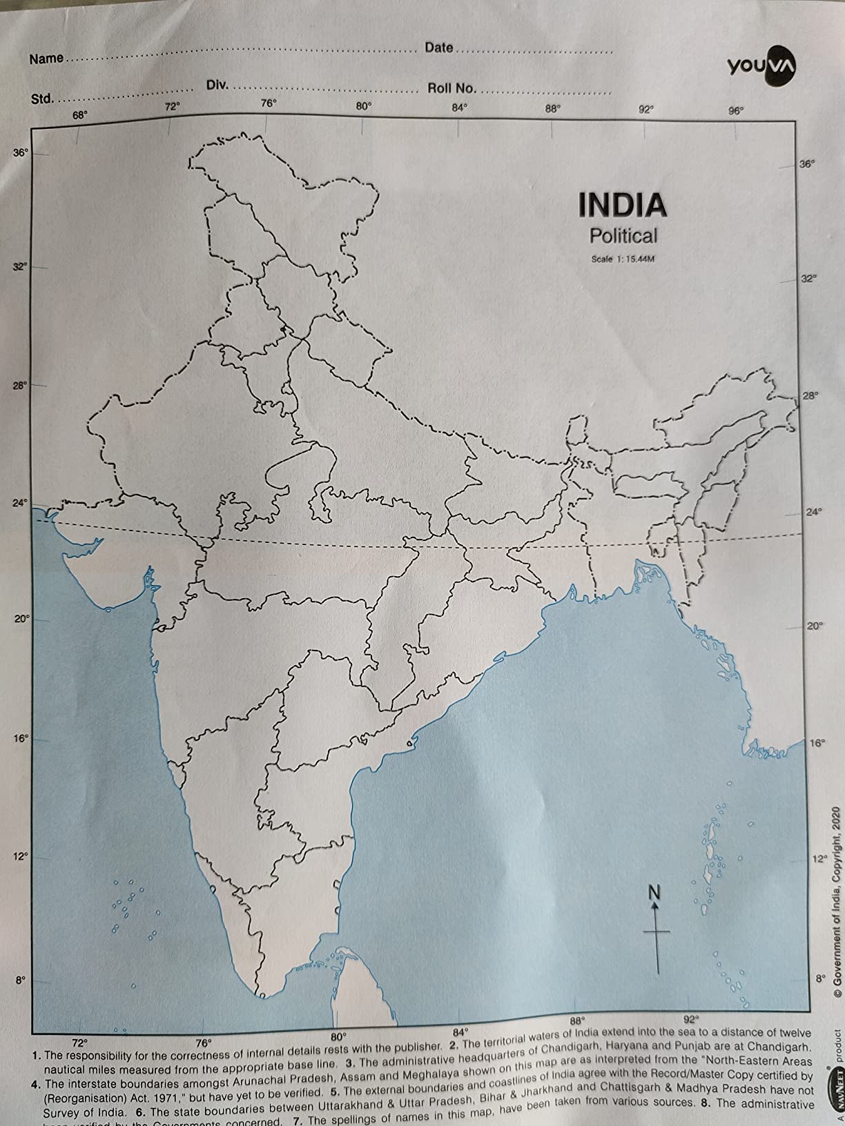 Navneet India Political Maps (Pack Of 100 Sheets) : Amazon.in: Office ...