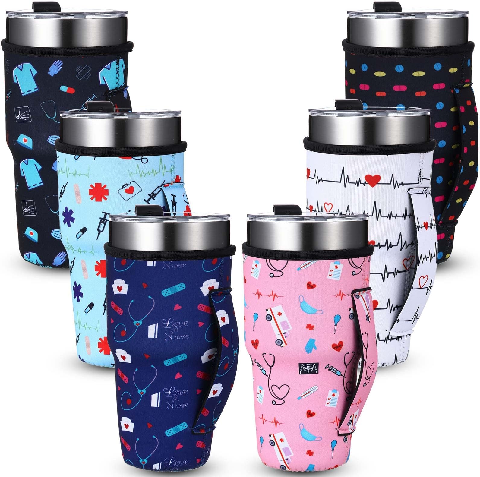Amazon.com: 24 Pieces Reusable Iced Coffee Sleeves Cold Drinks Reusable ...