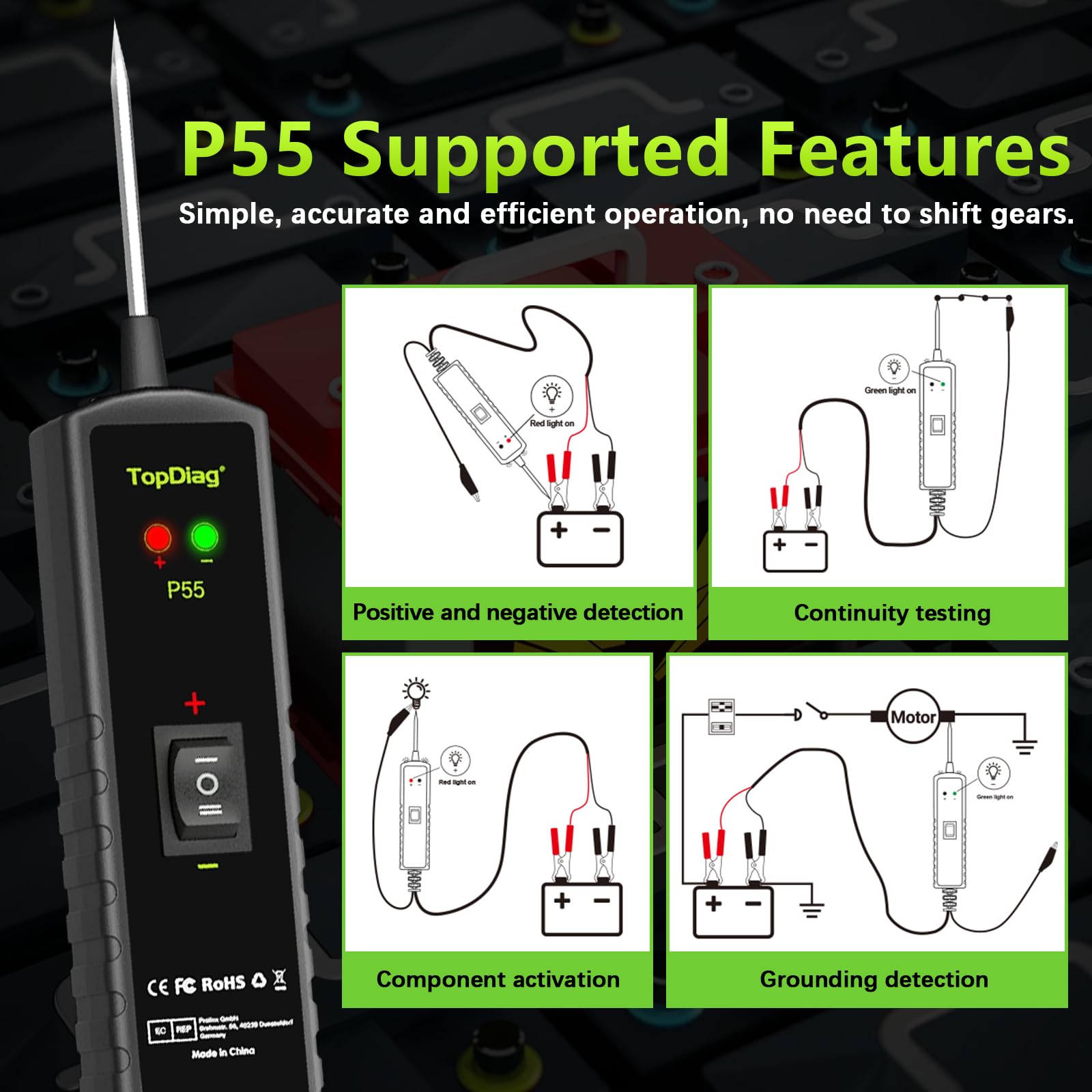 Snapklik.com : Topdiag P55 Electrical Tools Circuit Tester Component ...