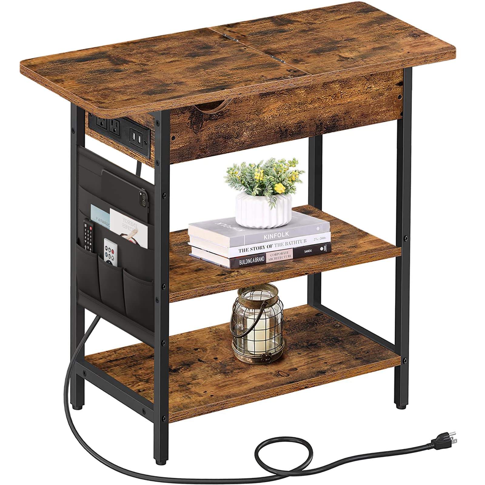 Amazon.com: TUTOTAK End Table with Charging Station, Side Table with ...