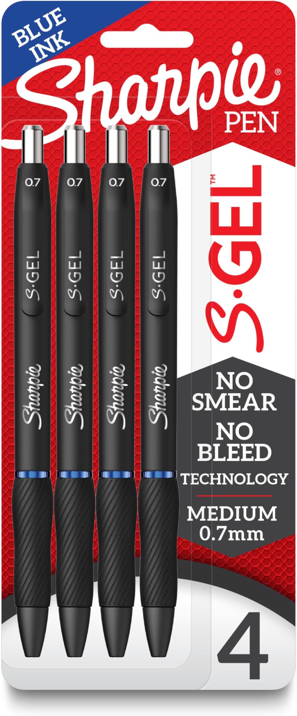 Sharpie S-Gel, Gel Pens, Medium Point (0.7mm), Blue Ink Gel Pen, 4 ...