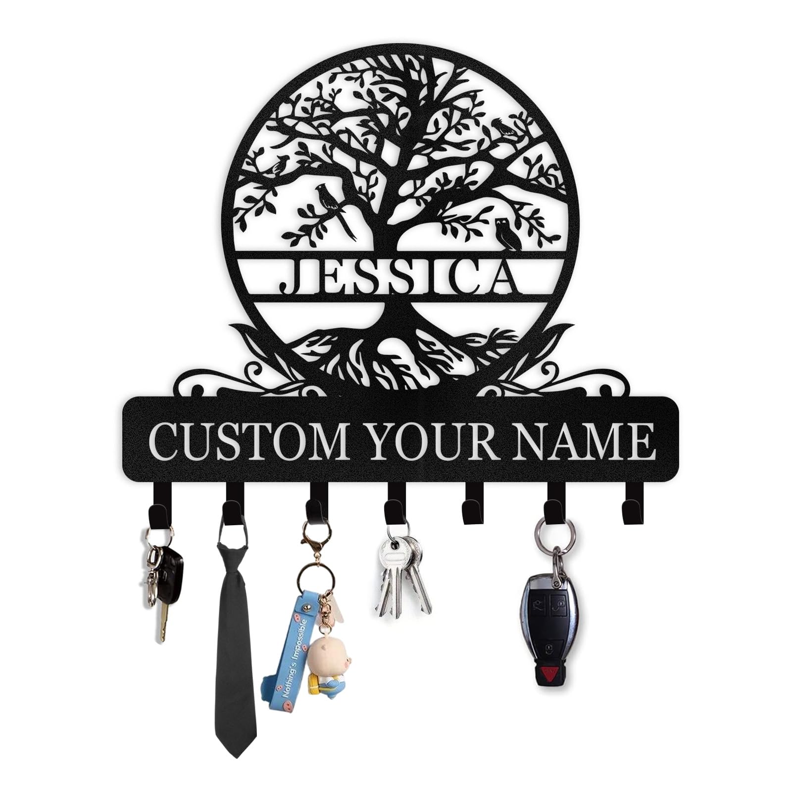 Amazon.com: Personalized Metal Key Holder for Wall | Custom Name Key ...
