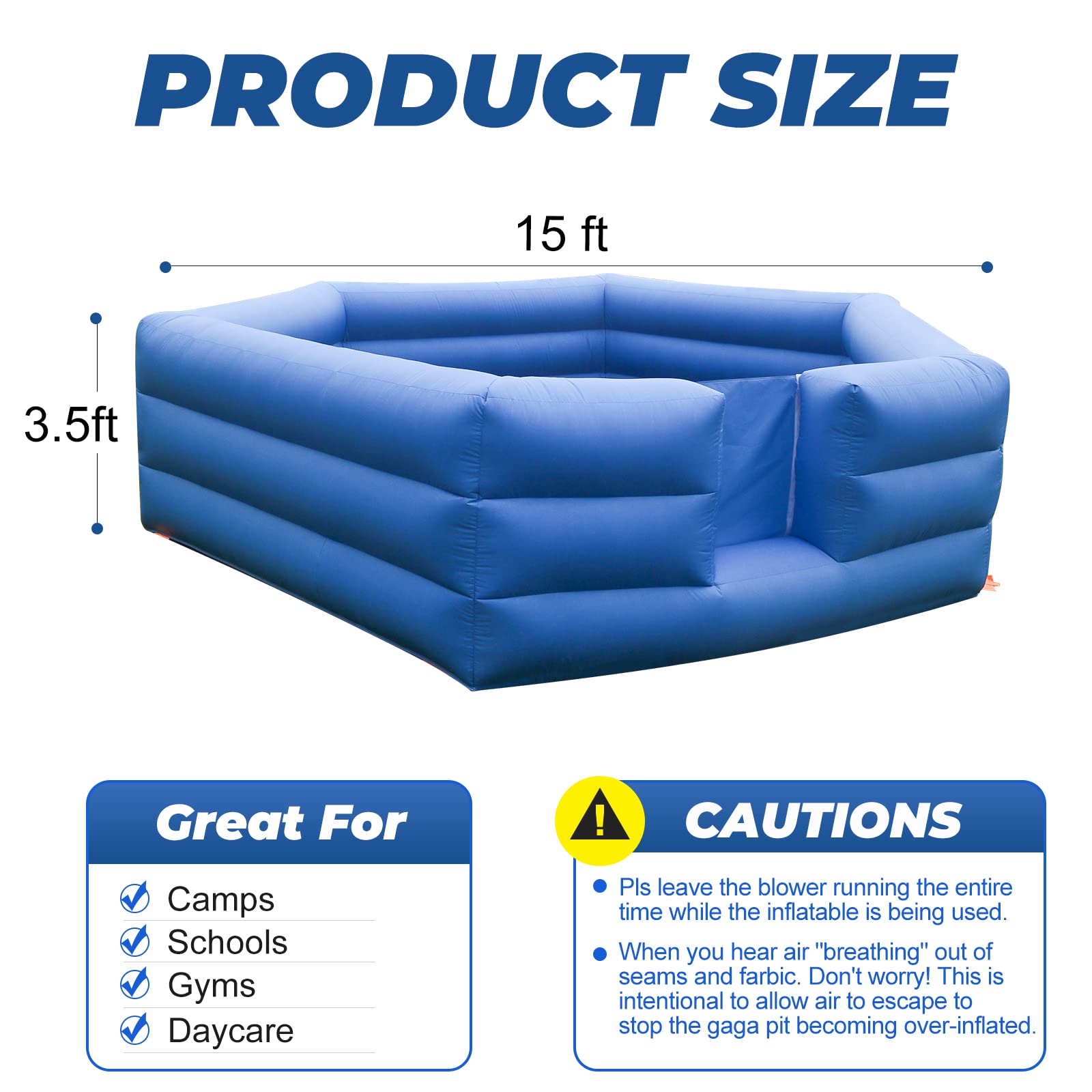 15 ft Gaga Ball Pit Portable Gagaball Court Inflatable Boxing Ring with ...