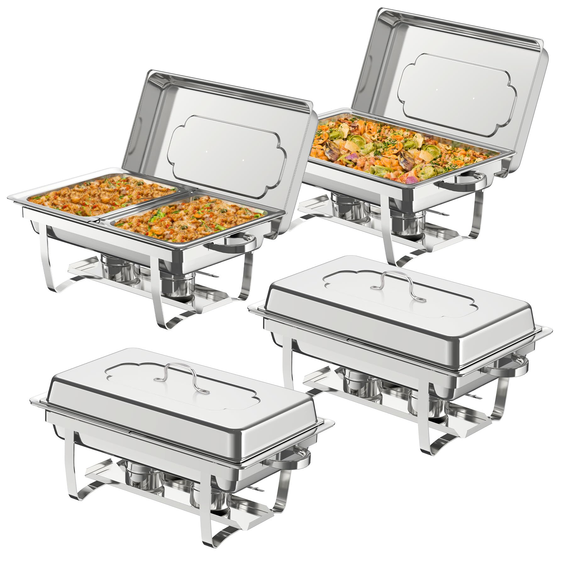 Amazon.com: KWDOBUUS 4 Pack Chafing Dishes Buffet Set 8QT Stainless ...