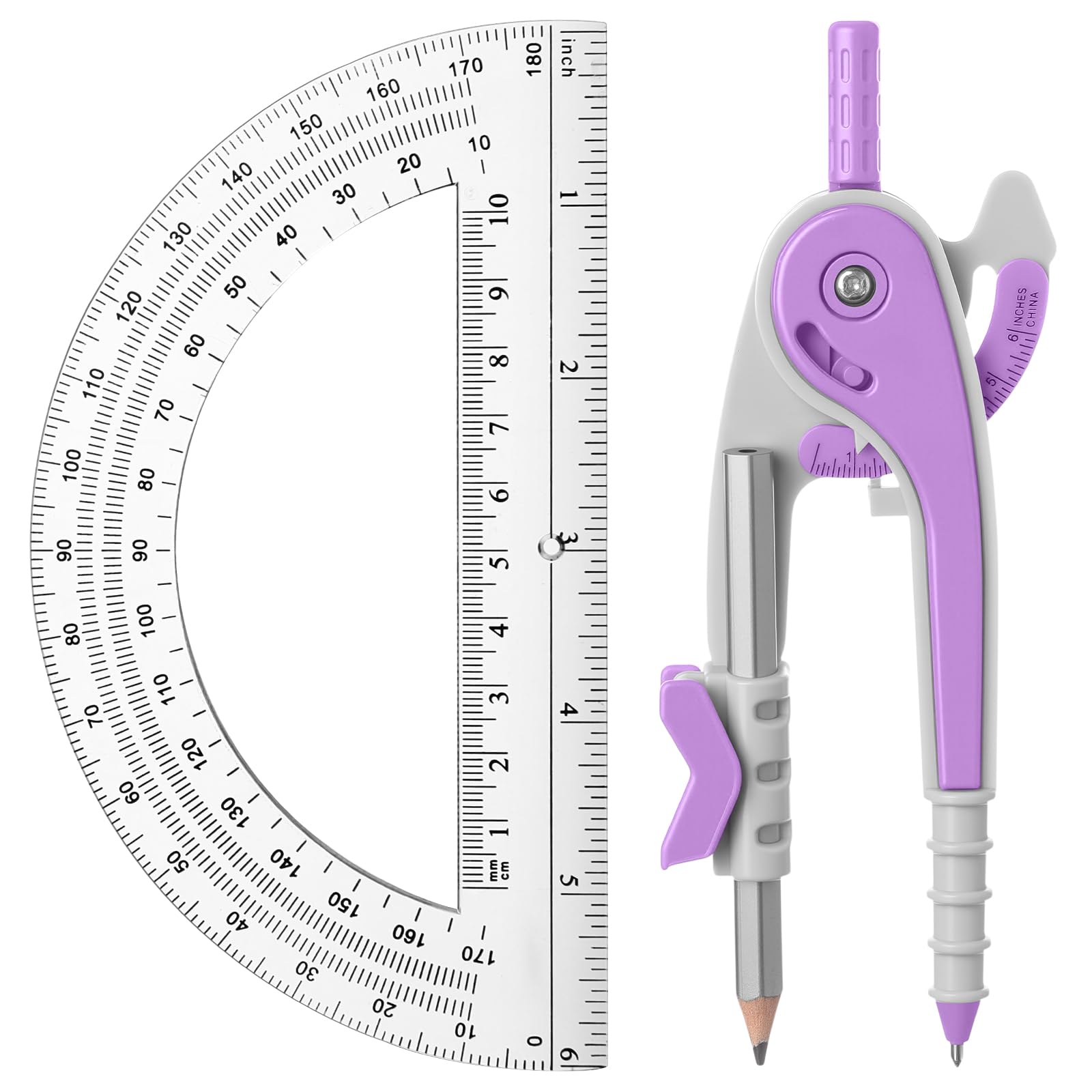 Snapklik.com : EBOOT Student Geometry Math Set, Drawing Compass And 6 Inch Clear Swing Arm ...