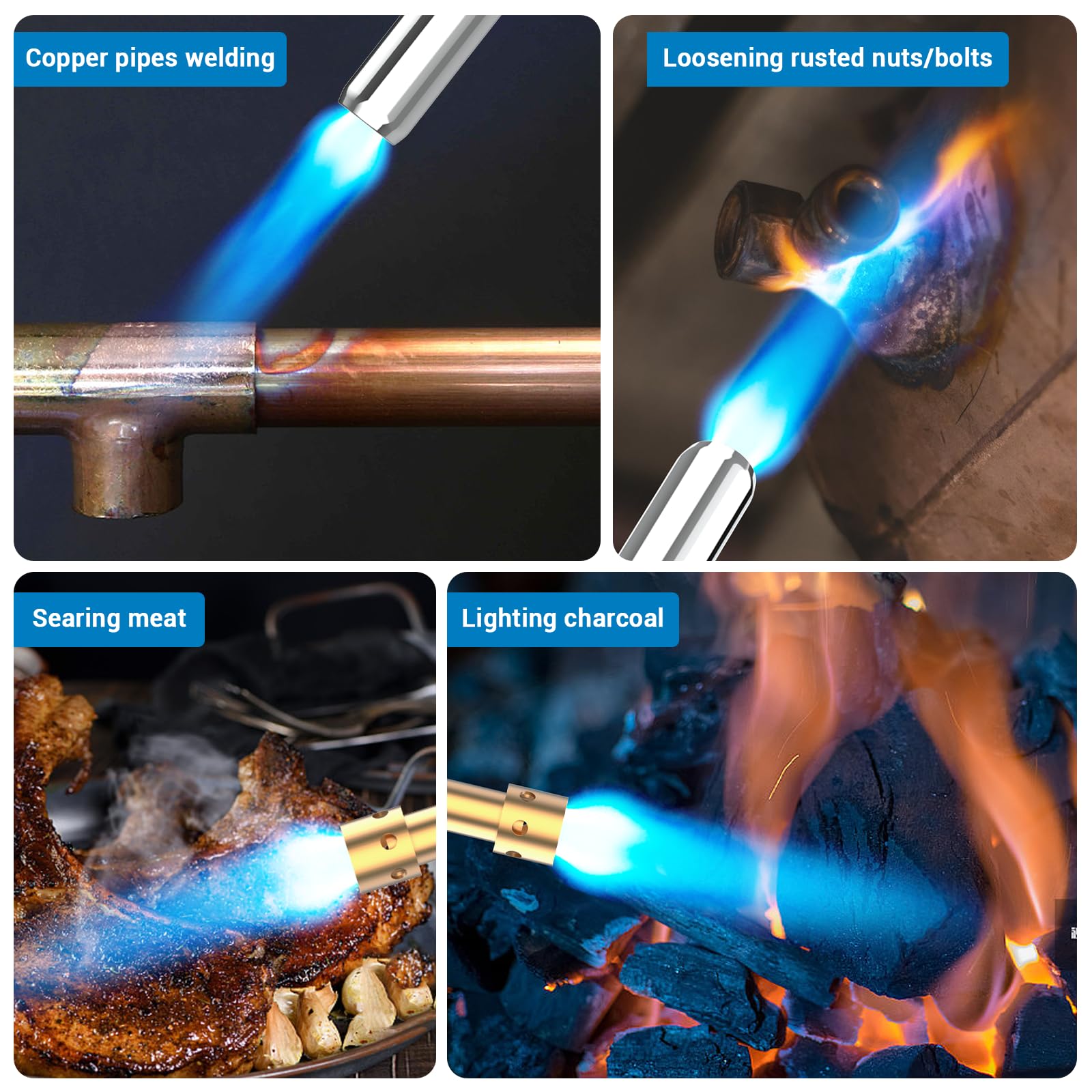 Propane Torch Head kit with 3 torch tips,High Intensity Trigger Mapp ...