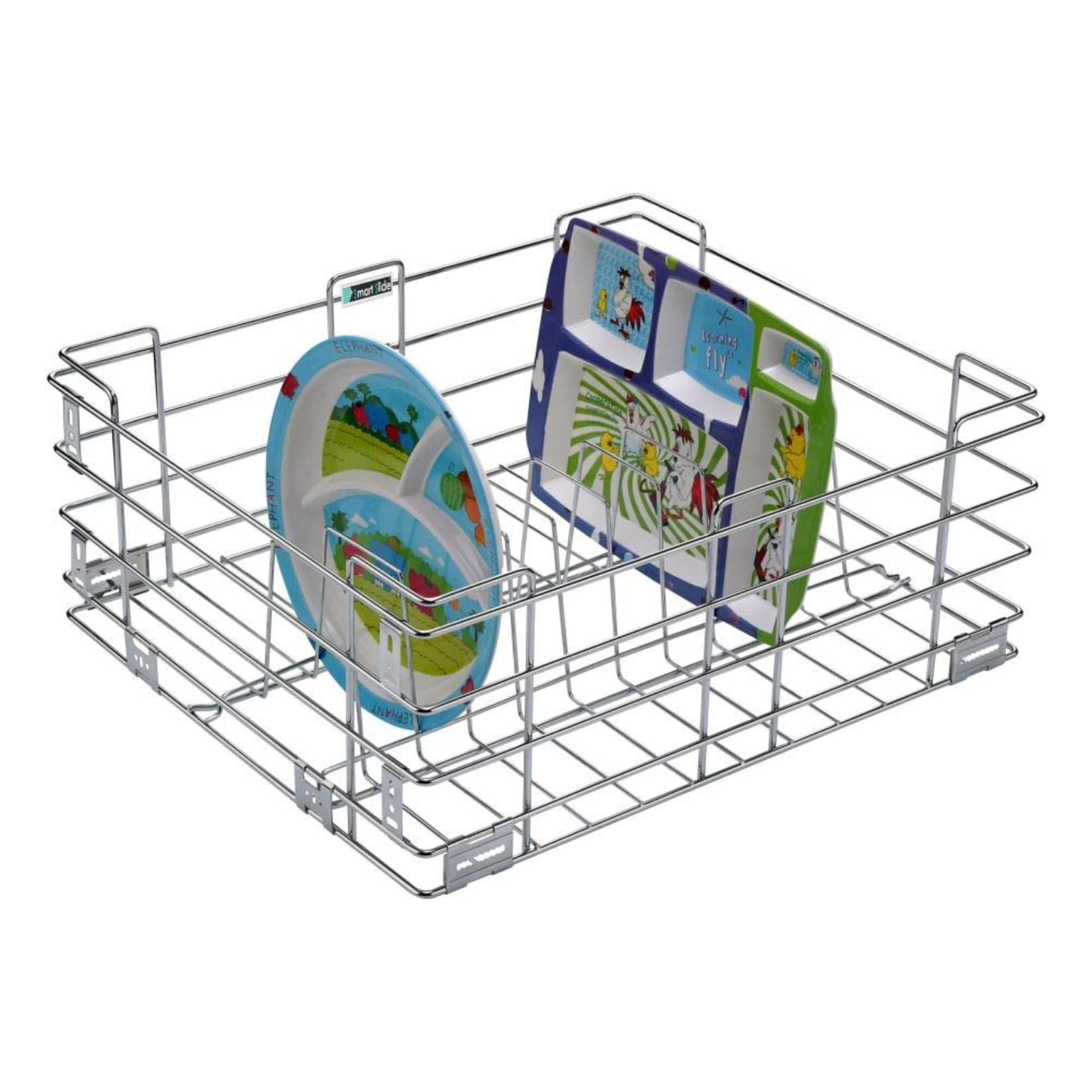 Buy SmartSlide Stainless Steel Plate/Thali Kitchen Basket for Modular ...