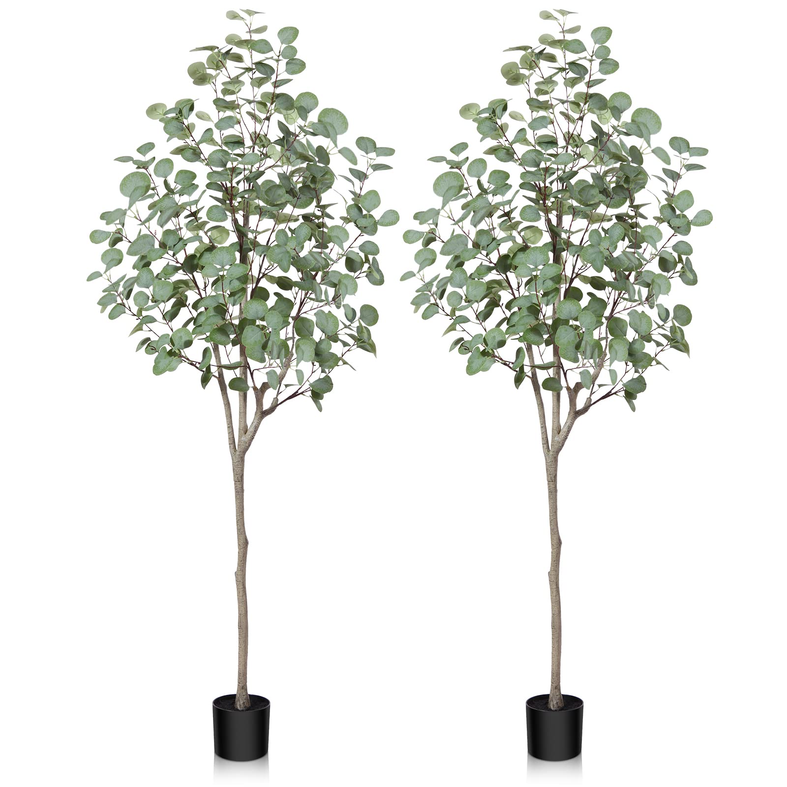 SOGUYI 6ft Artificial Eucalyptus Tree, Fake Eucalyptus Tree with Green ...